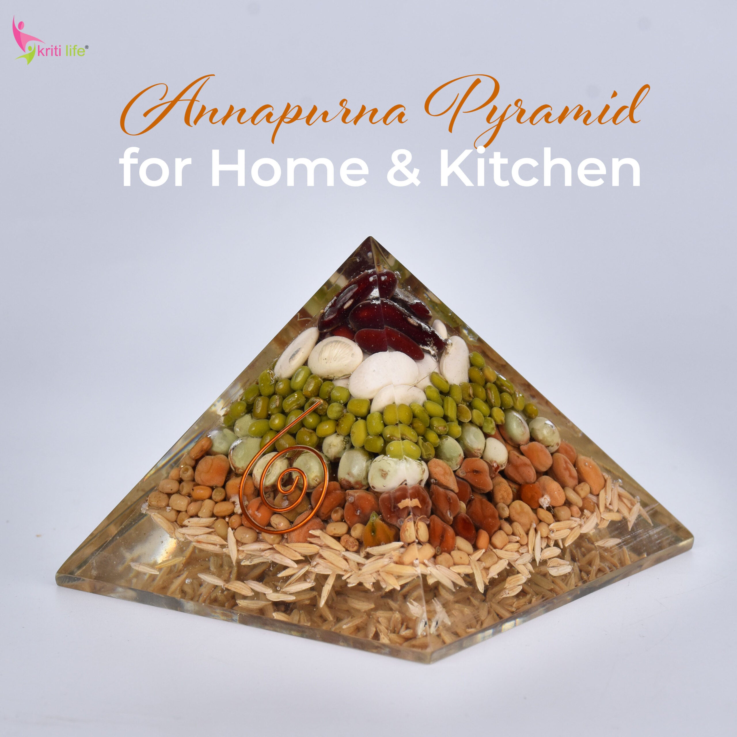 Annapurna Pyramid | Energised Grain Pyramid with Cowries & Copper Coil ...